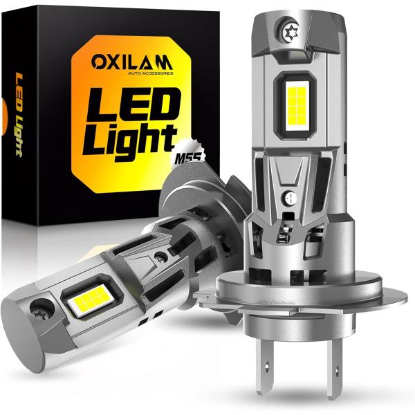 商品名OXILAM Newest H7 LED Bulb 18000LM 600% Brighter, 6500K Cool White, 1:1 Size No Adapter Required, Plug and Play Haloge...