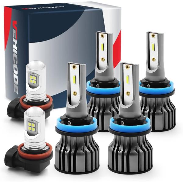 商品名VEHICODE トヨタ タコマ 2016-2019 2021-2023 LED ヘッドライト電球 H9 ハイビーム H11 ロービーム H8/H11/H16 LED フォグライト電球 コンボセット 6000K ホワイト 変換キット ...