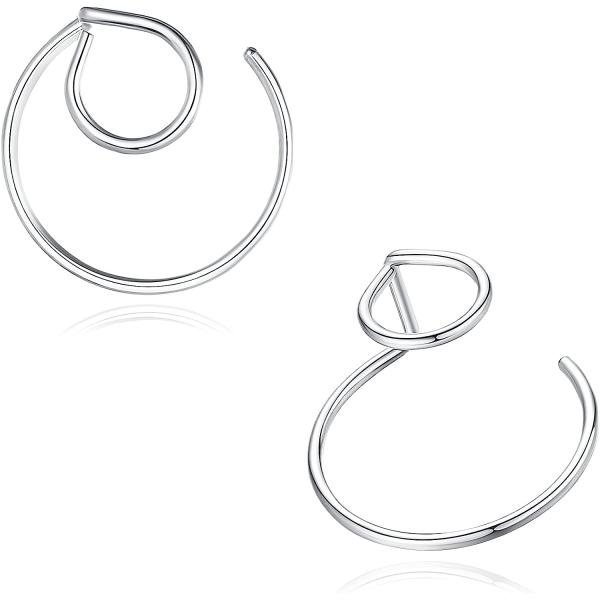 商品名Fiklon Simple Geometric Stud Earrings for Women, Gold Circle Ear Jackets Earrings Front and Back Double Circles Stain...