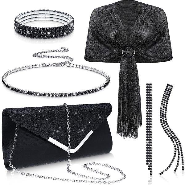 商品名Tiamon 5 Pcs Rhinestone Jewelry Sets Shawls and Wraps Formal Clutch Purses for Women Evening Dresses Bridal Weddings ...