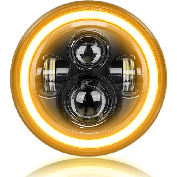 商品名VNHLOVO Ultra Brightness 7 Inch LED Headlight Round H6024 Halo Headlight 6500K Cool White Compatible with Motorcycle ...