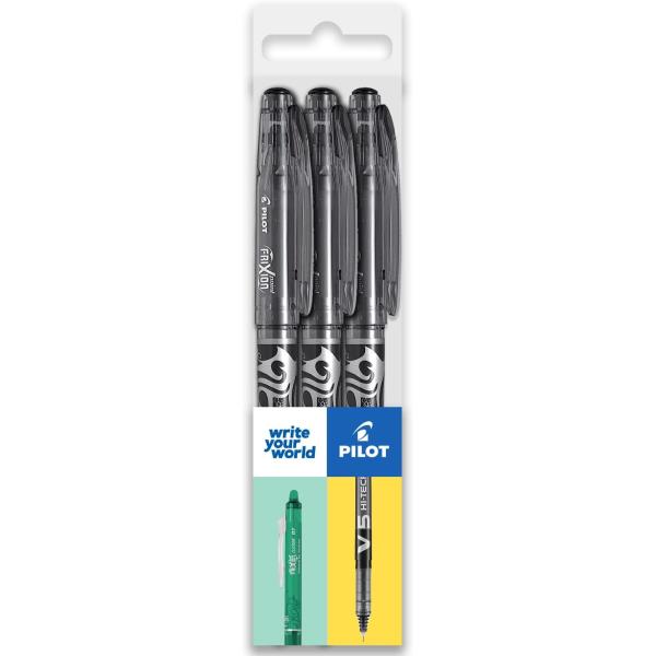 商品名Pilot Frixion Heat/Friction Erasable Rollerball Pen FR7 - Medium Line 0.7mm Tip Nib - Wallet Pack of 3 - Black Inkブラン...