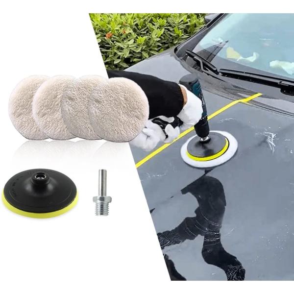 商品名Ziciner 4 PCS Wool Polishing Buffing Pad, Polishing Buffing Wheel for Drill Buffer Attached with M14 Drill Adapter, U...