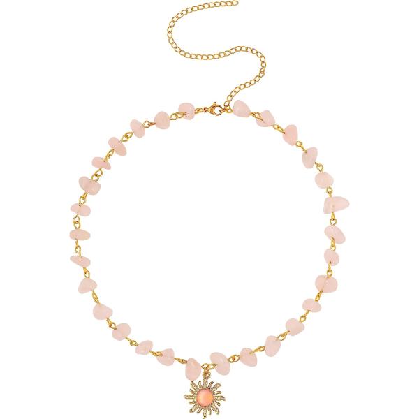 商品名Sacina Boho Gothic Sun Necklace, Crystal Necklace, Cystal Necklaces for Women, Pink Necklace, Boho Necklace, Christma...