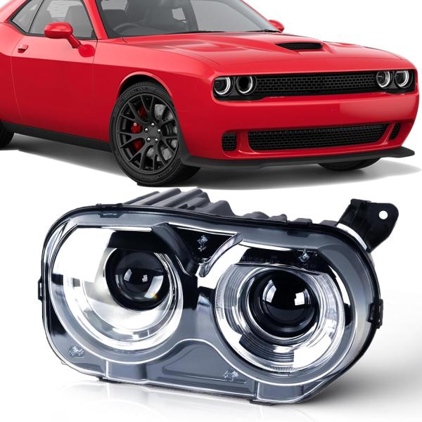 商品名Partzer Headlights Assembly Compatible with 2015 2016 2017 2018 2019 2020 Dodge Challenger Halogen Headlight with Cle...