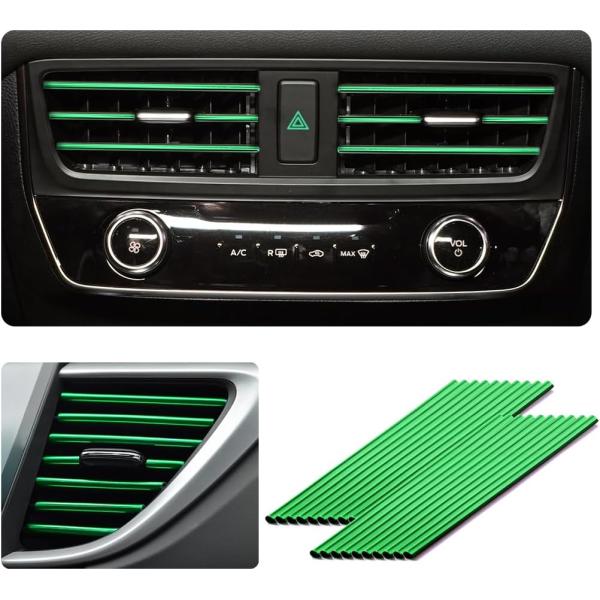商品名Ziciner 20個 カーエアコン装飾ストリップ 防水 折り曲げ可能 自動エアベントコンセント 光沢トリム ユニバーサル車両インテリアアクセサリー ほとんどのエアベントアウトレットに適しています (グリーン)Ziciner 20 P...