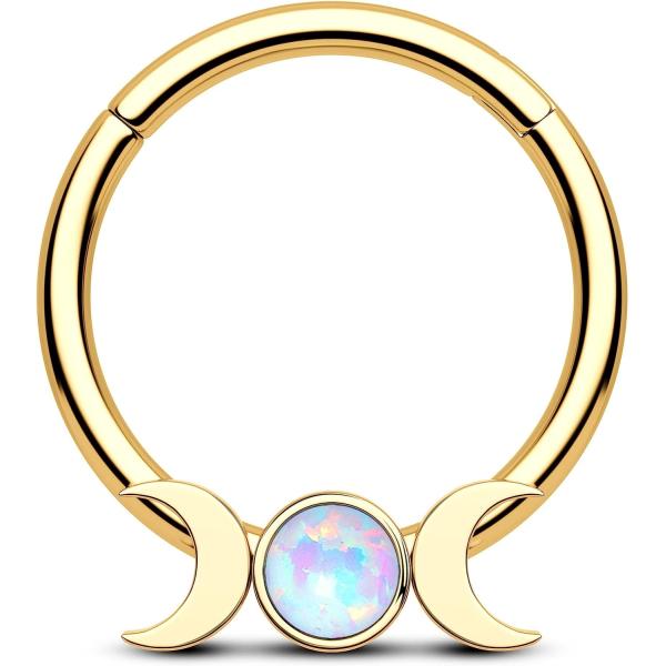 商品名CM Crareesi Mania Septum Rings 16G Moon Phase Daith Earrings 316L Stainless Steel Gold Helix Earrings Opal Septum Pie...