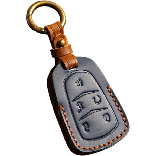 商品名Hontumax Genuine Leather 5 Button Key Fob Cover Case for Cadillac XT4 2023 Smart Key Protector (Blue)ブランド：Hontumax商品サ...