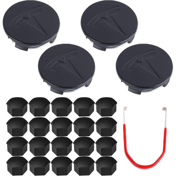 商品名Matte Black Tesla Wheel Center Hub Cap Kit, Wheel Cap Kit Center Cap Lug Nut Cover Compatible with Tesla Model 3/S/X/...
