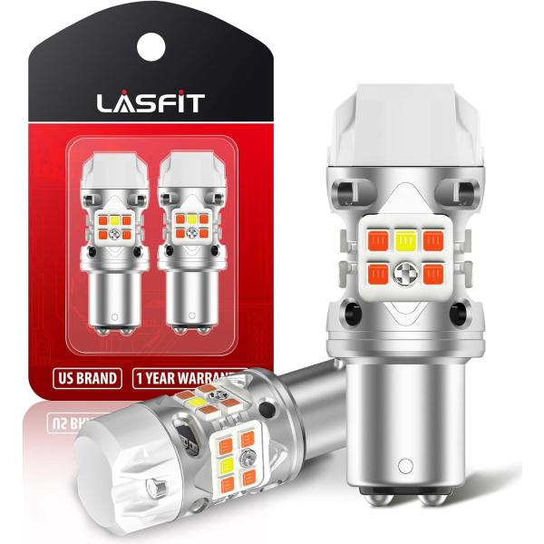 商品名LASFIT T3-1157D 1157 スイッチバックLASFIT 1157 LED Bulb Switchback Front Turn Signal Bulbs CANBUS Error Free White Amber 202...