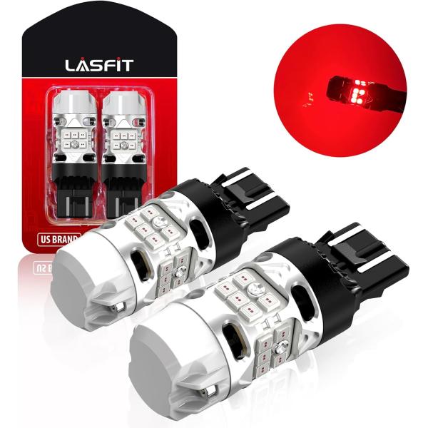 商品名LASFIT T3-7443R レッドLASFIT 7440 7443 LED Bulb RED 7444 Brake Tail Light CANBUS Error Free 2023 New Extremely Bright 74...