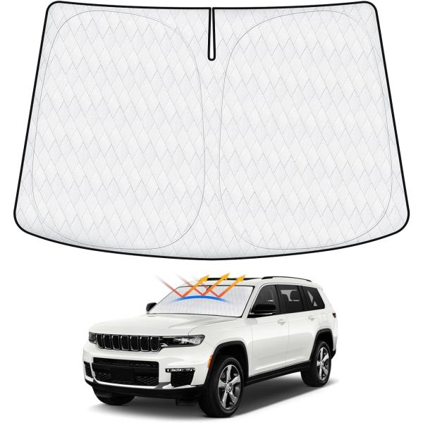 商品名Cartist フロントガラス サンシェード カスタムフィット ジープグランドチェロキー L 2021 2022 2023 アクセサリー 折りたたみ式 車のフロントウィンドウサンシェード サンバイザープロテクターCartist 5-L...