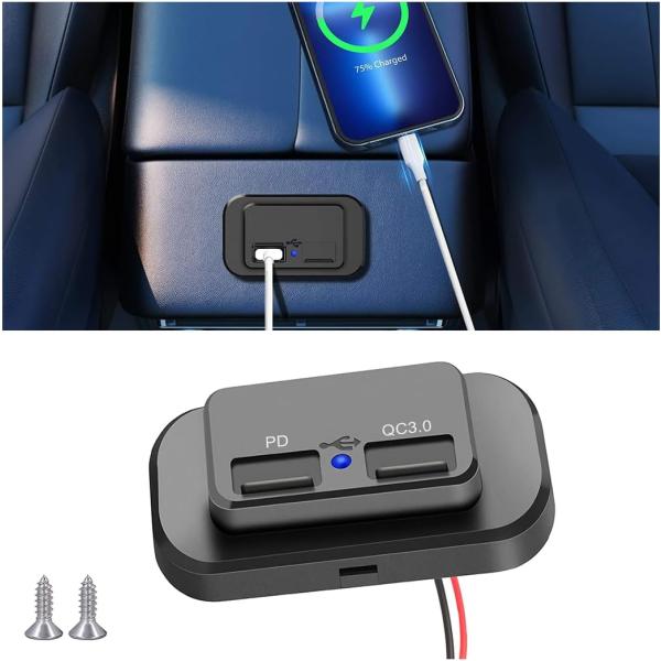 商品名Ankuee 12V/24V RV USB Outlet, Dual Port QC3.0 and PD Type-C (USB C) Quick Charge Socket, Automotive Charger Power Soc...
