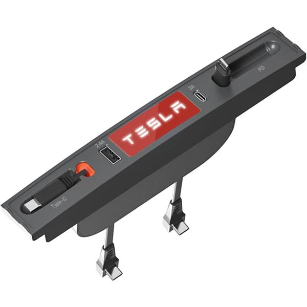 商品名Alopee マルチポート Tesla USBハブ 格納式ケーブル付き モデル3 モデルY 2021 2022 2023 Tesla USB充電器ハブ Tesla Model 3/Y用 USB/Type-C/PD高速充電をサポートする...