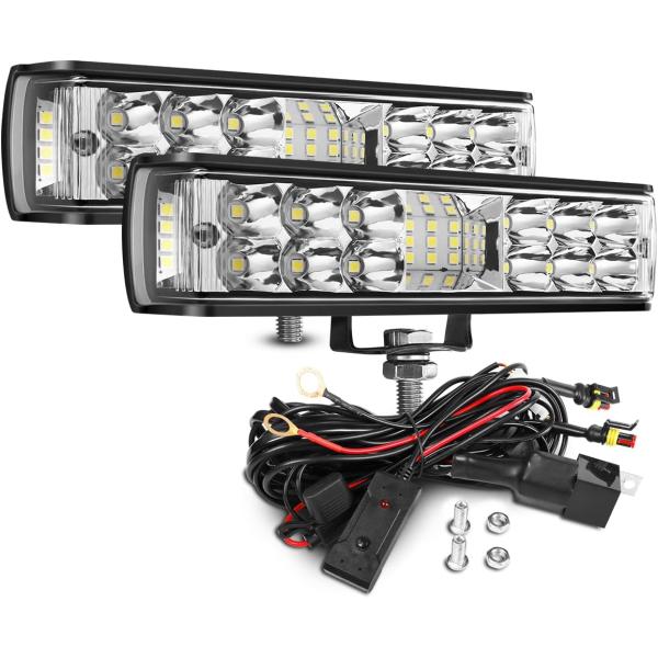 商品名idCarAuto Side Shooter LED Work Light Bars Kit,5 Inch Offroad Driving Fog Lights Spot Flood Combo Pods with Switch Wi...