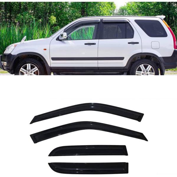 商品名MotorSpark Universal Window Visor Vent Sun Shade Rain Guard Deflector - 4pcs Set, Dark Smoke Tint,Reinforced Acrylic ...