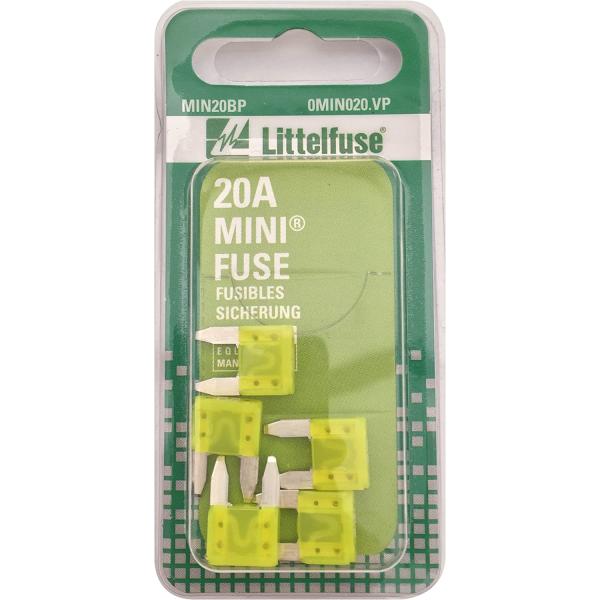 商品名Littelfuse MIN20BP MINI 297 Series Fast-Acting Automotive Blade Fuse - Pack of 5ブランド：Littelfuse商品サイズ：高さ：1.3 cm横幅：3.3 ...