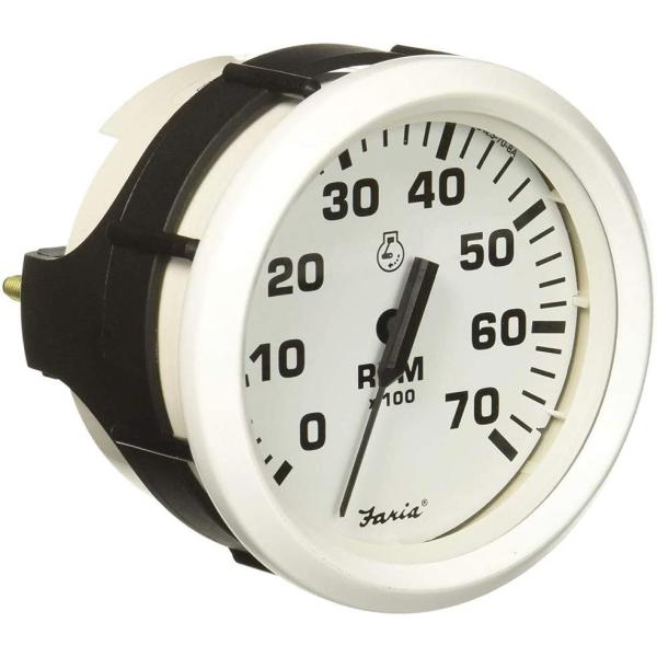 商品名Faria Dress White 10cm Tachometer - 7,000 RPM (Gas - All Outboards)Faria Beede 33104 Dress Tachometer (7000 RPM) - 4'...