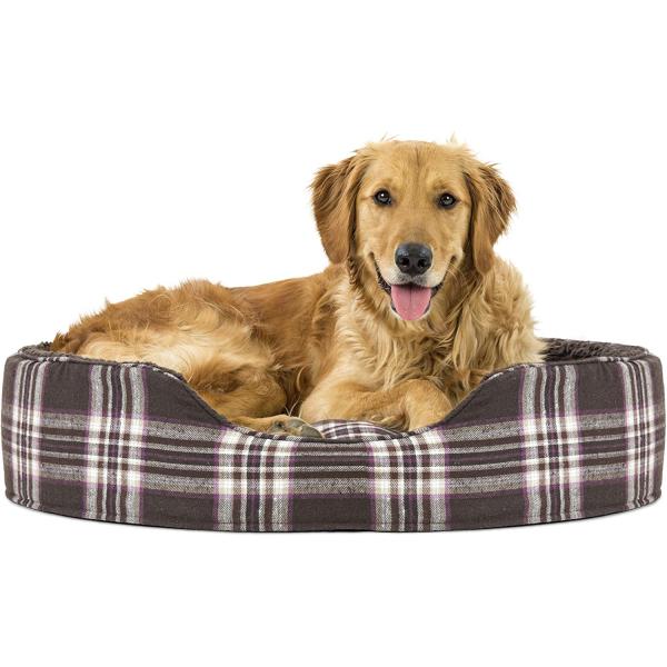 商品名Furhaven Pet NAP Oval Terry Fleece and Plaid Bed for Dog or Cat, X-Large, Java Brown by Furhaven PetFurhaven Pet Bed ...