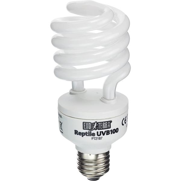 商品名Exo Terra爬虫類UVB100 PT2187-25W電球Exo Terra Repti-Glo 5.0 Compact Tropical Terrarium Lamp, UVA/UVB Light Bulb for Reptil...