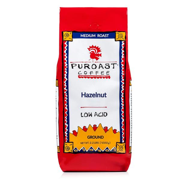 商品名Puroast Low Acid Coffee Ground, Premium Hazelnut, Certified Low Aid Coffee - pH above 5.5, Medium Roast, Original, 2....
