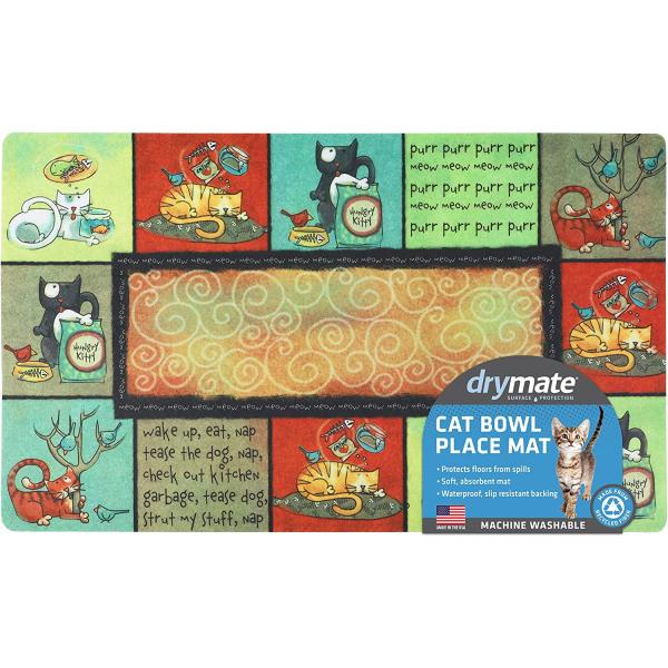 商品名Drymate 12 by 20-Inch Cat Bowl with Place Mat in Kitty Chaos Design by DrymateDrymate Cat Bowl Placemat, Pet Food Fee...