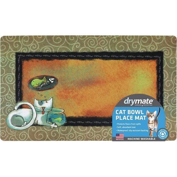 商品名Drymate Cat Bowl Placemat, Pet Food Feeding Mat - Absorbent Fabric, Waterproof Backing, Slip-Resistant - Machine Wash...
