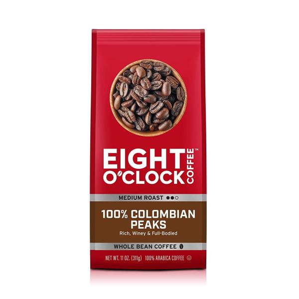 商品名Eight O'Clock Coffee 100% Colombian Peaks &amp; Arabica, Medium Roast, Whole Bean, Kosher Certified, 11 Oz, Pack of 6...