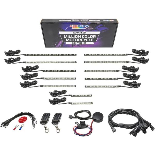 商品名LEDGlow 12pc Advanced Million Color LED Motorcycle Accent Underlow Light Kit - 15 Solid Colors - 6 Patterns - Multi-C...