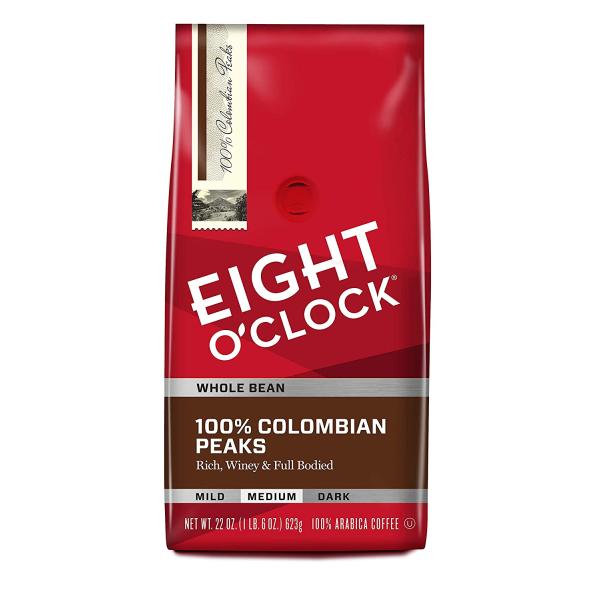 商品名Eight O'Clock Coffee 100% Colombian Peaks, Medium Roast, Whole Bean Coffee, 22 Ounce (Pack of 1), 100% Arabica, Koshe...