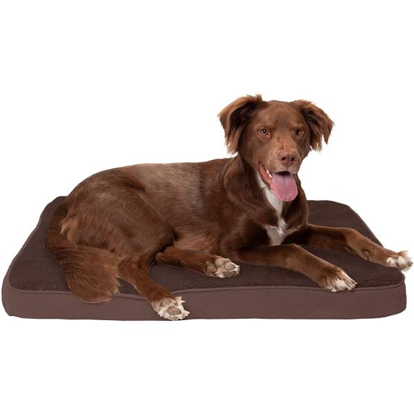 商品名Furhaven Large Memory Foam Dog Bed Terry &amp; Suede Mattress w/ Removable Washable Cover - Espresso, Largeブランド：Furha...