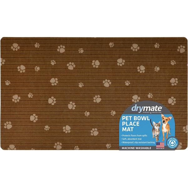 商品名Drymate PP1220BNSTPペットボールプレースマット、ブラウンストライプタンポー（12""x 20""）Drymate Pet Bowl Placemat, Dog &amp; Cat Food Feeding Mat -...