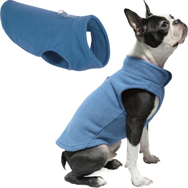 商品名Gooby Fleece Vest Dog Sweater - Blue, X-Small - Warm Pullover Fleece Dog Jacket with O-Ring Leash - Winter Small Dog ...