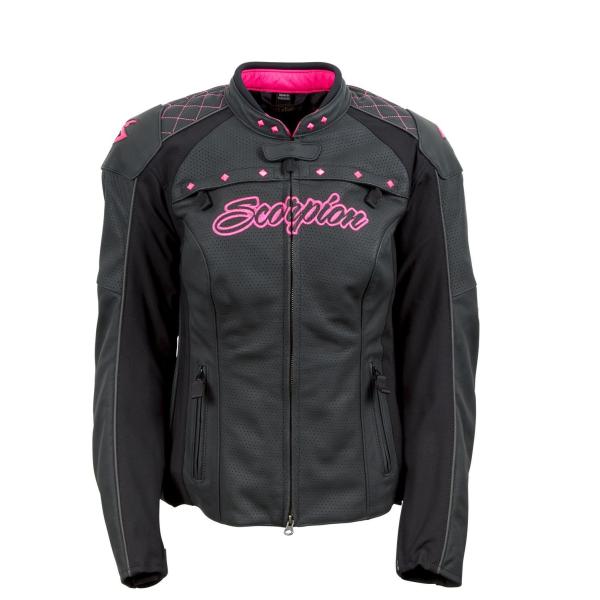 商品名: ScorpionExo Vixen レディース レザー スポーツ オートバイジャケット L ブラック 51032-5 ScorpionEXO Vixen Women's Street Motorcycle Jackets - Pi...
