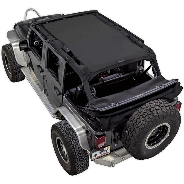 商品名SPIDERWEBSHADE ジープラングラーメッシュシェードトップサンシェード UV保護アクセサリー 米国製 JKU 4ドア(2007-2018)用 ブラックSPIDERWEBSHADE Compatible with Jeep W...