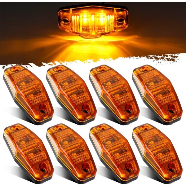 商品名Partsam 8Pcs 2.5"" Mini Oval Amber Marker Clearance LED Lights 2 Diodes, Sealed Oval Led Side Fender Marker Truck Tra...