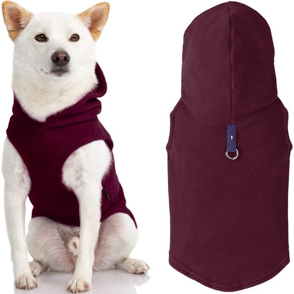 商品名Gooby Fleece Vest Hoodie Dog Sweater - Plum, X-Small - Warm Pullover Dog Hoodie with O-Ring Leash - Winter Hooded Sma...