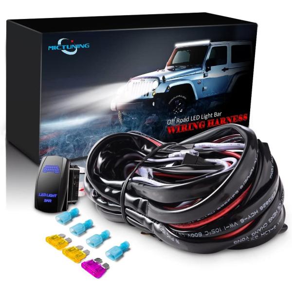 商品名MICTUNING LED Light Bar Wiring Harness Fuse 40A Relay On-off Rocker Switch Blue(2 Lead)ブランド：MICTUNING商品サイズ：Wiring Har...