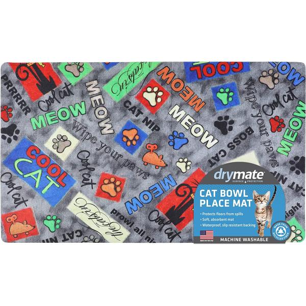 商品名Drymate Cat Bowl Placemat, Pet Food Feeding Mat - Absorbent Fabric, Waterproof Backing, Slip-Resistant - Machine Wash...