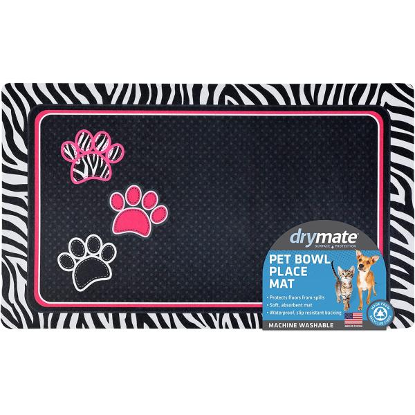 商品名Drymate Pet Bowl Placemat, Dog &amp; Cat Food Feeding Mat - Absorbent Fabric, Waterproof Backing, Slip-Resistant - Ma...