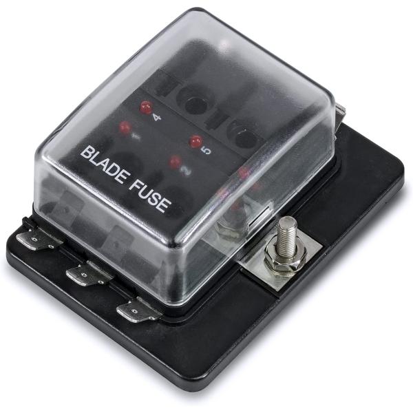 商品名6 Way Blade Fuse Box for Automotive [ATC/ATO Blade Fuses] [100 Amp][LED Indicator] [Protection Cover] [10-30V DC; 12V...