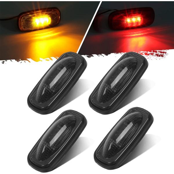 商品名Partsam 2x Amber + 2x Red LED Fender Marker Replacement For DODGE 2003-2009 RAM 3500, Smoked Lens LED Fender Bed Side...