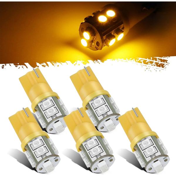 商品名Partsam T10 LED Light Bulbs 5pcs 10-3528-SMD Chipset 194 168 Amber LED Replacement Bulbs for Pickup Truck Cab Marker ...