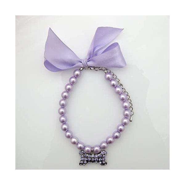 商品名PetFavorites Fancy Pearls Crystal Dog Necklace Jewelry with Bling Rhinestones Big Bone Charm for Pets Cats Small Dogs...