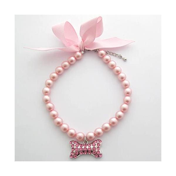 商品名PetFavorites Fancy Pearls Crystal Dog Necklace Jewelry with Bling Rhinestones Big Bone Charm for Pets Cats Small Dogs...
