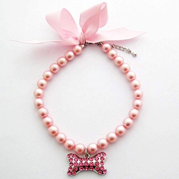 商品名PetFavorites Fancy Pearls Crystal Dog Necklace Jewelry with Bling Rhinestones Big Bone Charm for Pets Cats Small Dogs...