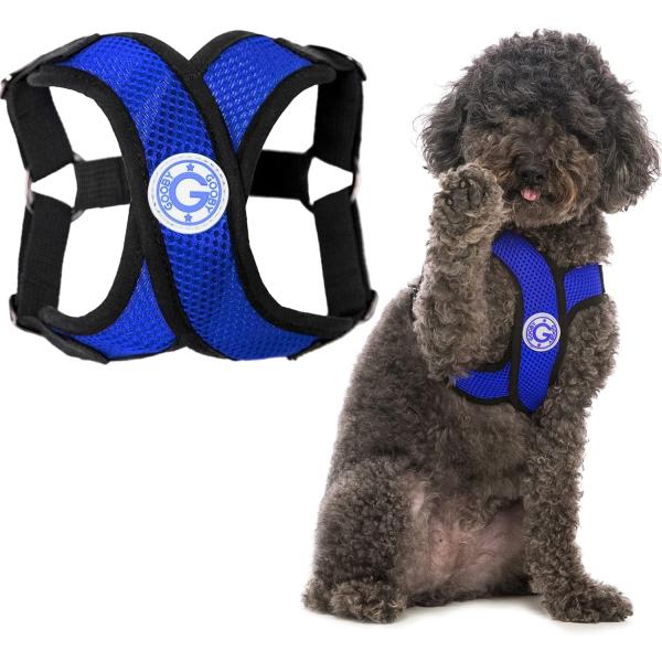 商品名Gooby Comfort X Step in Harness - Blue, Medium - No Pull Small Dog Harness Patented Choke-Free X Frame - Perfect on T...