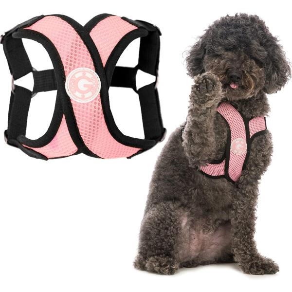 商品名Gooby Comfort X Step in Harness - Pink, Medium - No Pull Small Dog Harness Patented Choke-Free X Frame - Perfect on T...