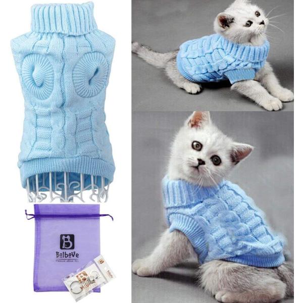 商品名Bro'Bear Cable Knit Turtleneck Sweater for Small Dogs &amp; Cats Knitwear (Blue, Large)ブランド：Bolbove商品サイズ：Large高さ：3.1 ...
