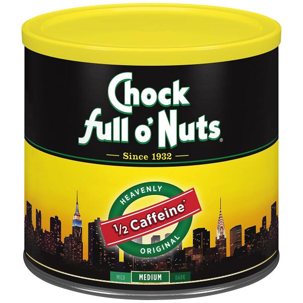 商品名Chock Full o’Nuts Heavenly Half Caffeine Ground Coffee, Medium Roast   Arabica Coffee Beans   Full-Bodied, Bold Flavo...